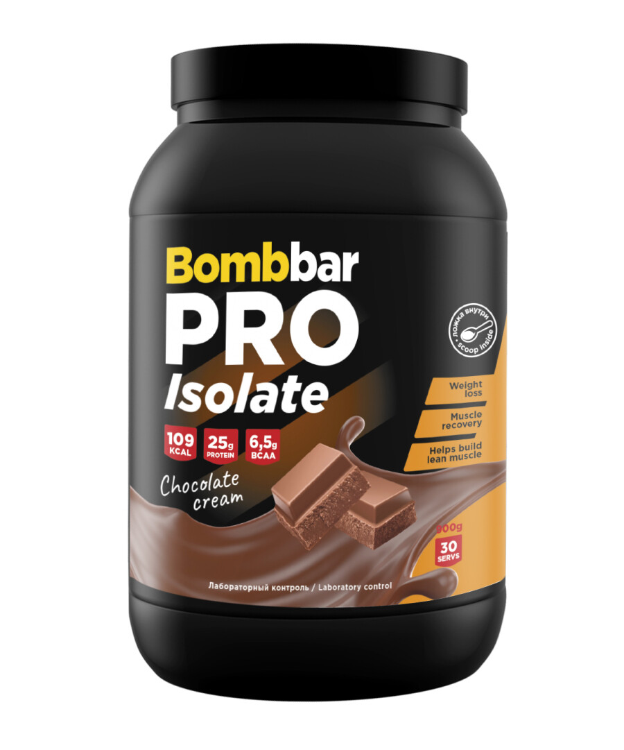 Изолят сывороточного протеина Bombbar Pro Isolate, 900 г, Шоколадно ...