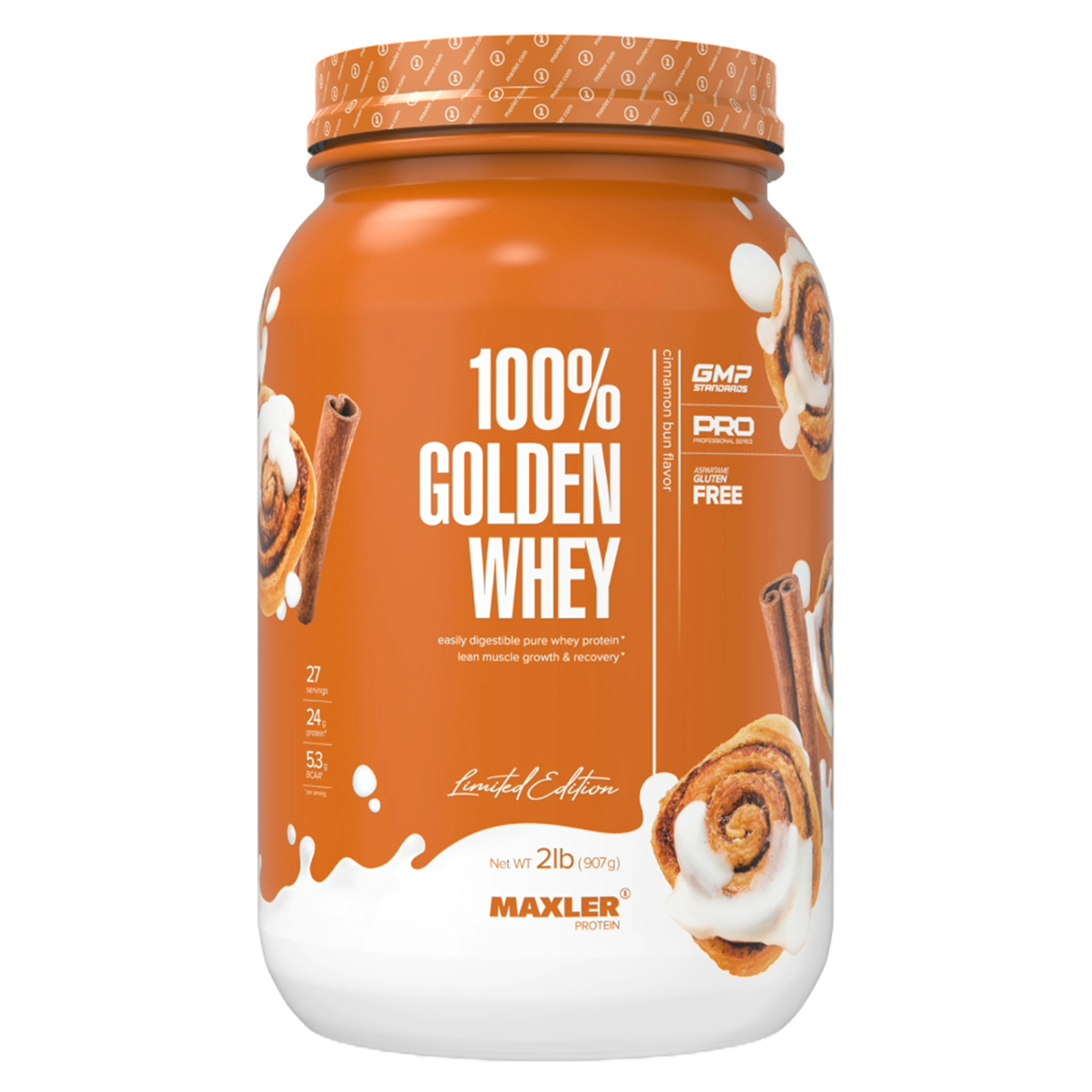 Сывороточный протеин Maxler 100% Golden Whey Pro 2 lb, 907 г, Булочка с ...